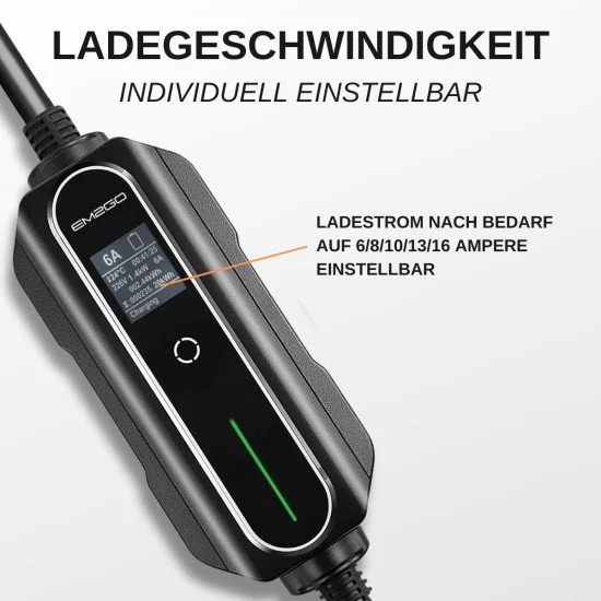 EV-Lader : AC Portable EV Lader, Ladeleistungszähler, Schutzkontakt ...